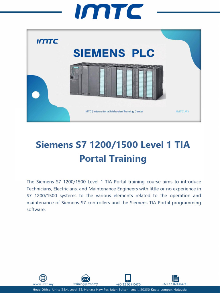 Siemens S7 1200 1500 Level 1 TIA Portal Training - MY | PDF | Programmable Logic Controller ...