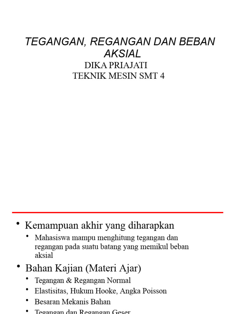 Tegangan dan Regangan Aksial dalam Mekanika | PDF