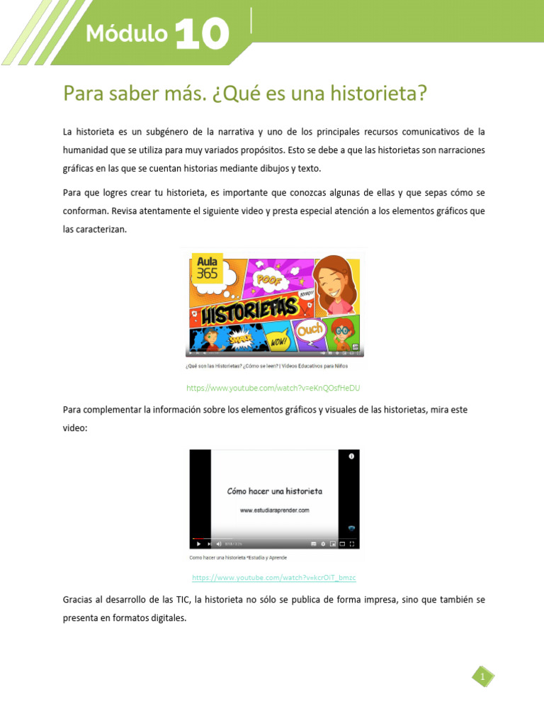M10_S1_Para Saber Más. Cómo Hacer Una Historieta_PDF | PDF | Cómics ...