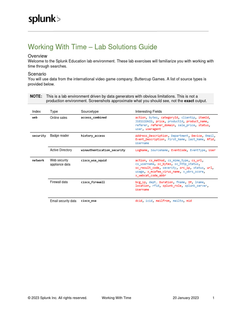 Splunk Lab - Working With Time | PDF