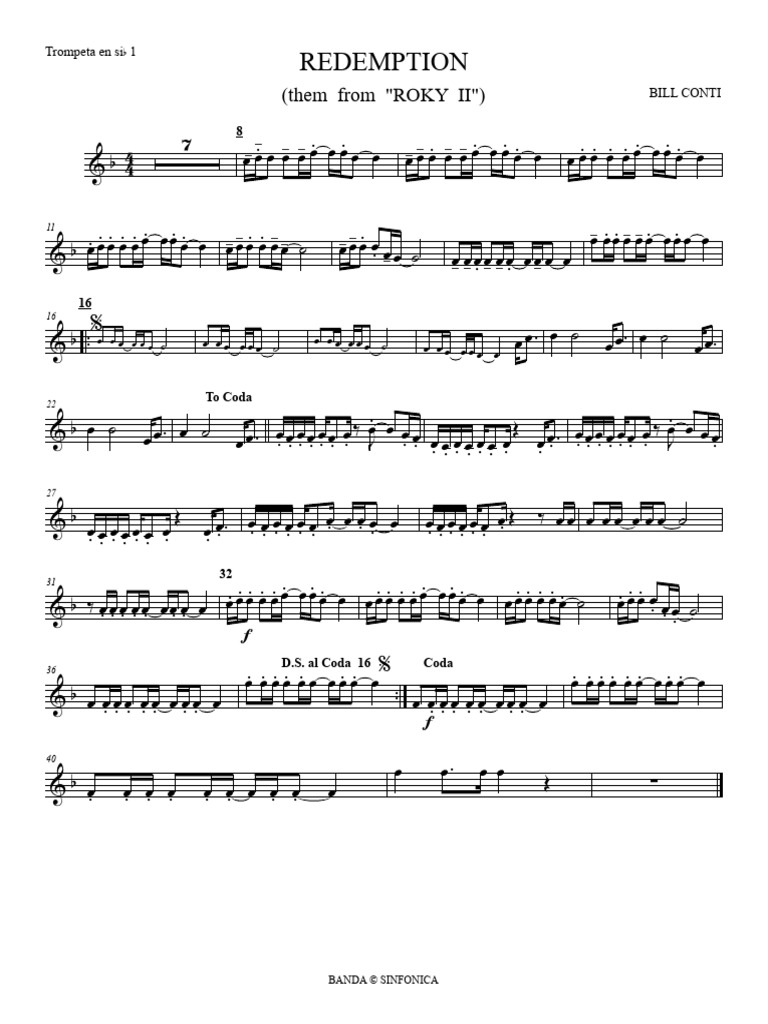 Bill Conti's Redemption Sheet Music | PDF