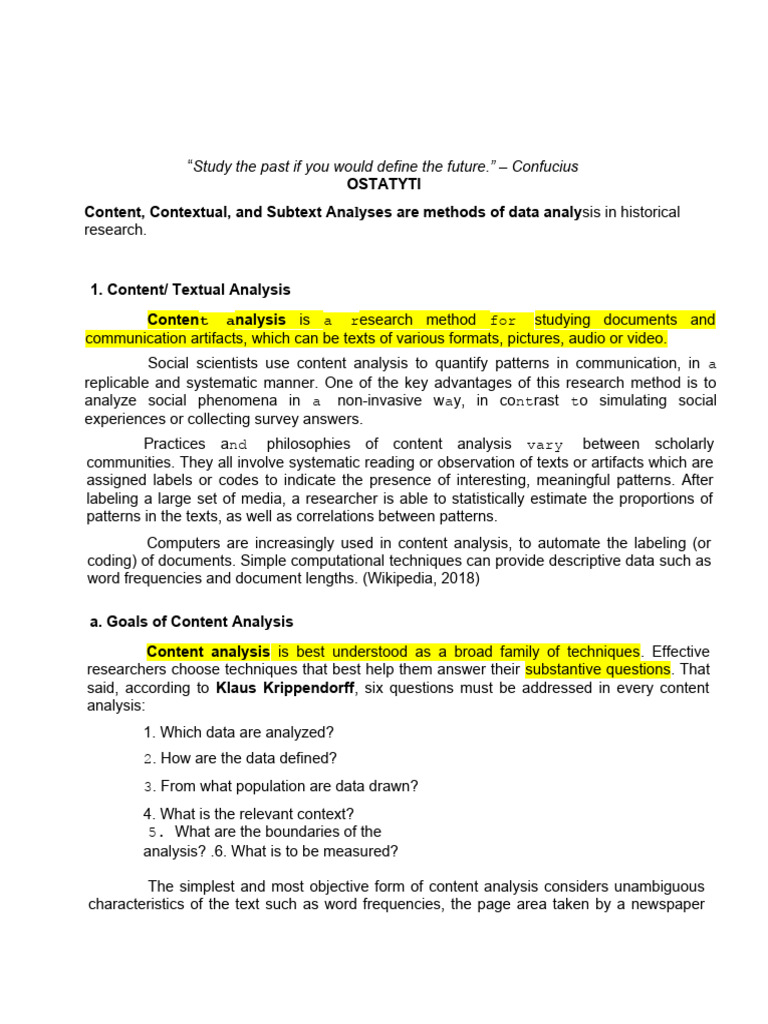 Content and Contextual Analysis | PDF | Scientific Method | Cognition