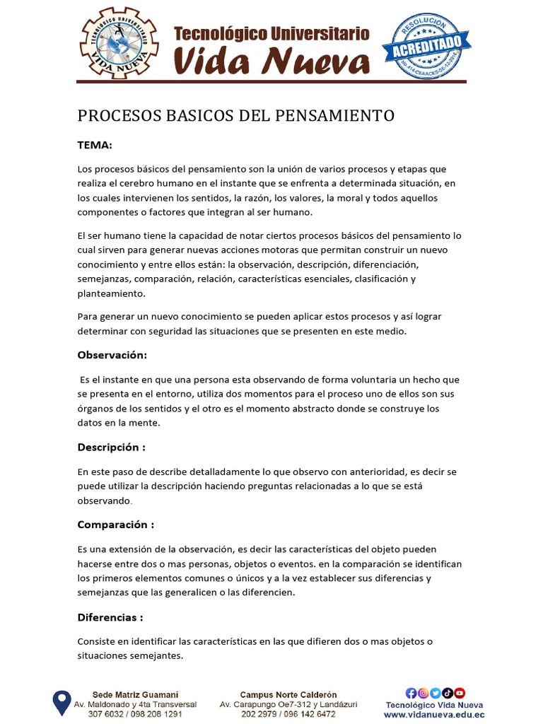 Procesos Basicos Del Pensamiento | PDF | Pensamiento | Enseñando