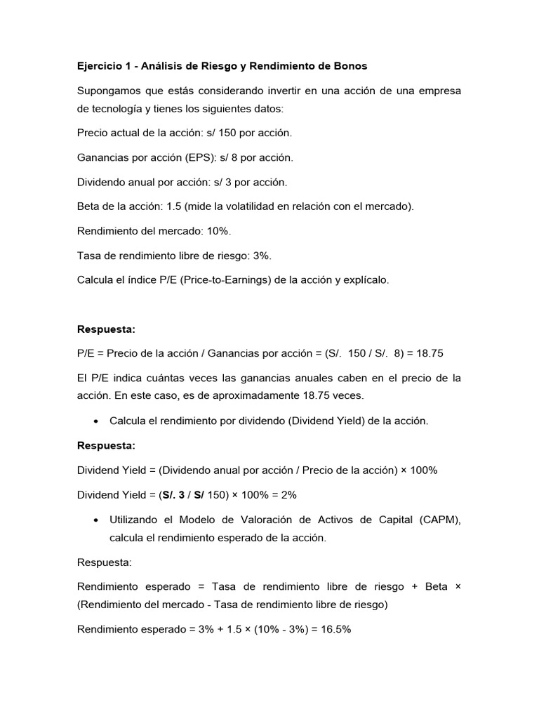 Ejercicio 01 Finanzas II | PDF