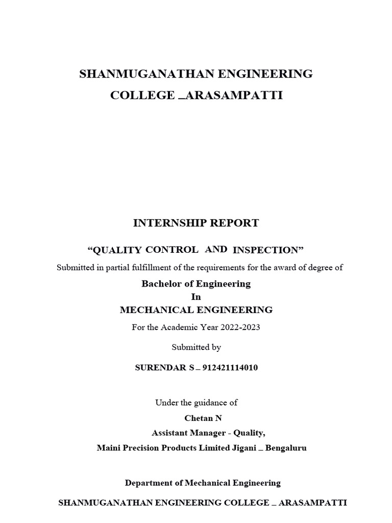 Surendar Report | PDF | Lean Manufacturing | Secondary Sector Of The ... Surendar Report | PDF | Lean Manufacturing | Secondary Sector Of The ...