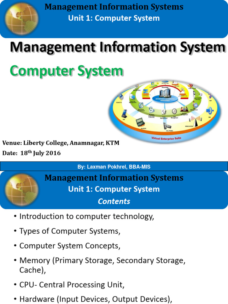 1MIS - Computer System | PDF | Computer Data Storage | Central Processing Unit