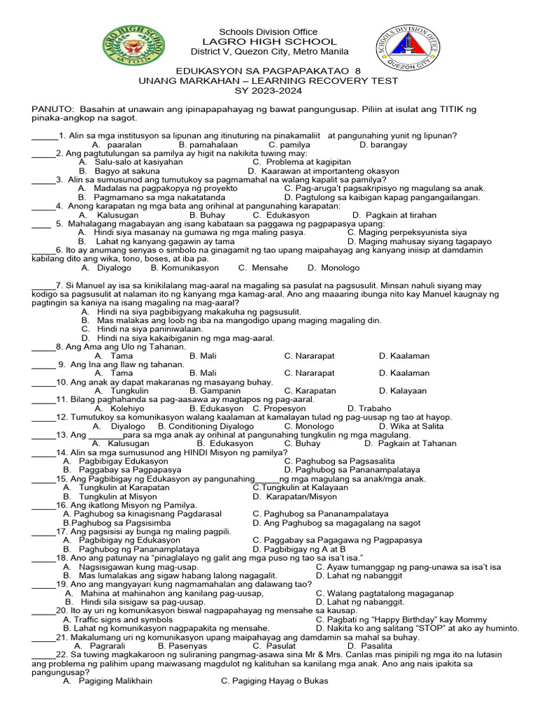 G8 - Q1 - Esp PT | PDF