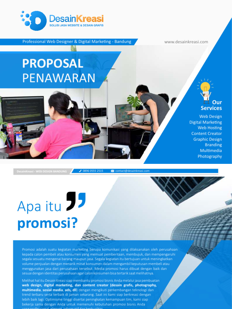 Proposal Penawaran Graphic Web Design Bandung Desain Kreasi | PDF | Seni