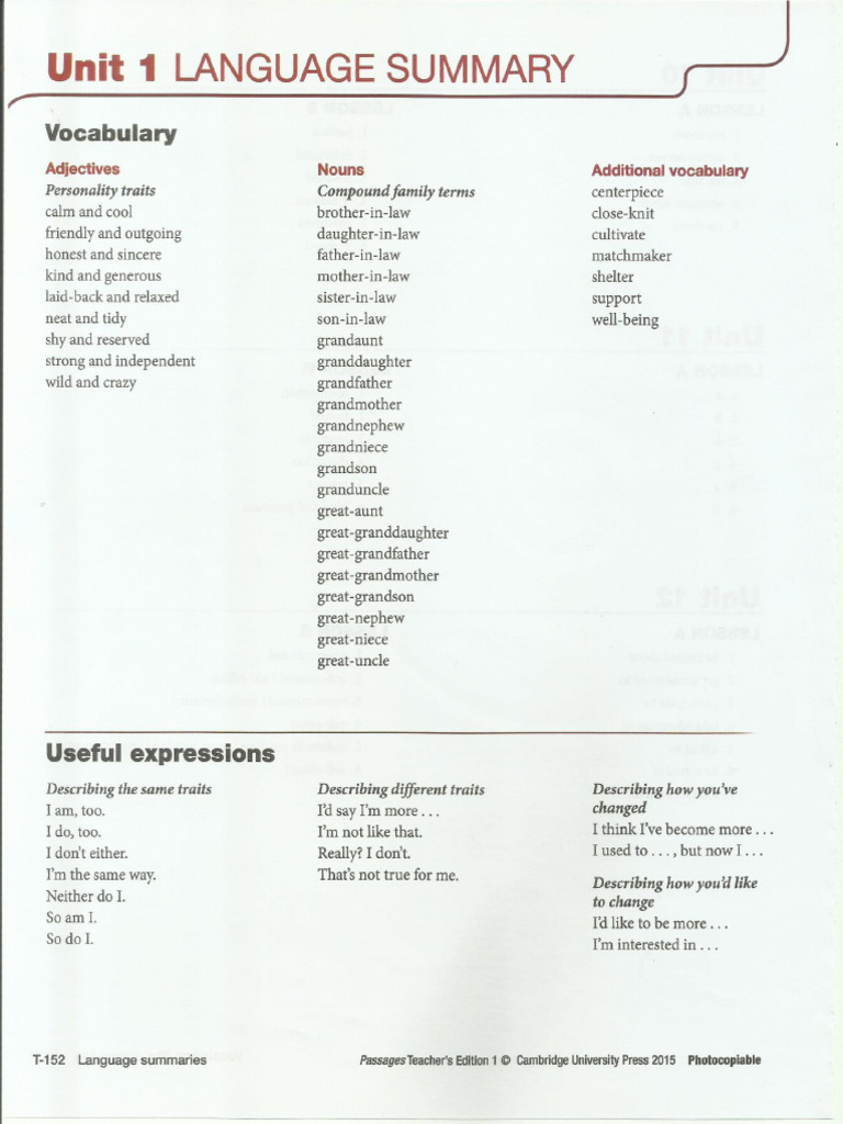 Passages 1 Vocabulary 1-12 | PDF