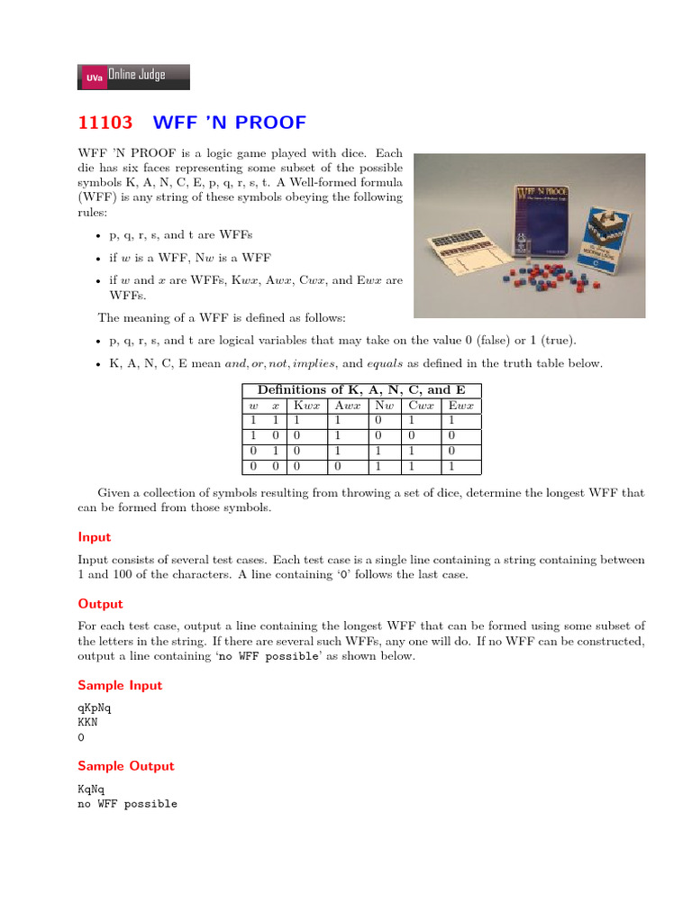 Logic Dice Game: WFF 'N PROOF Rules | PDF