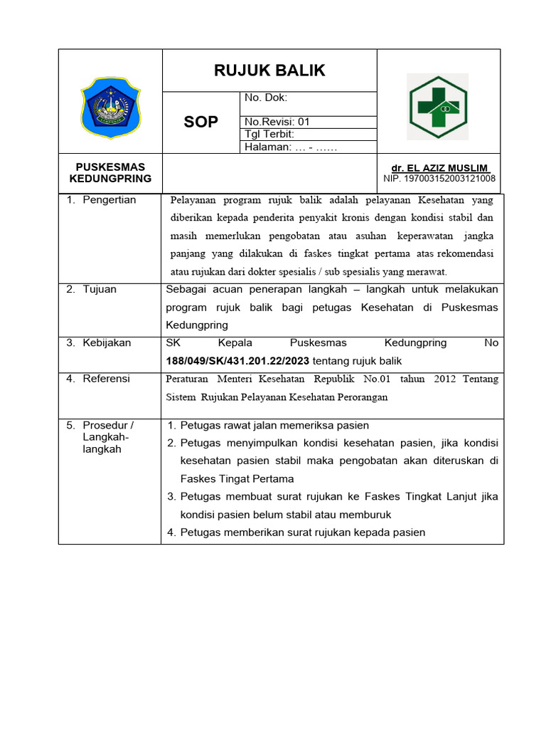 SOP Rujuk Balik | PDF