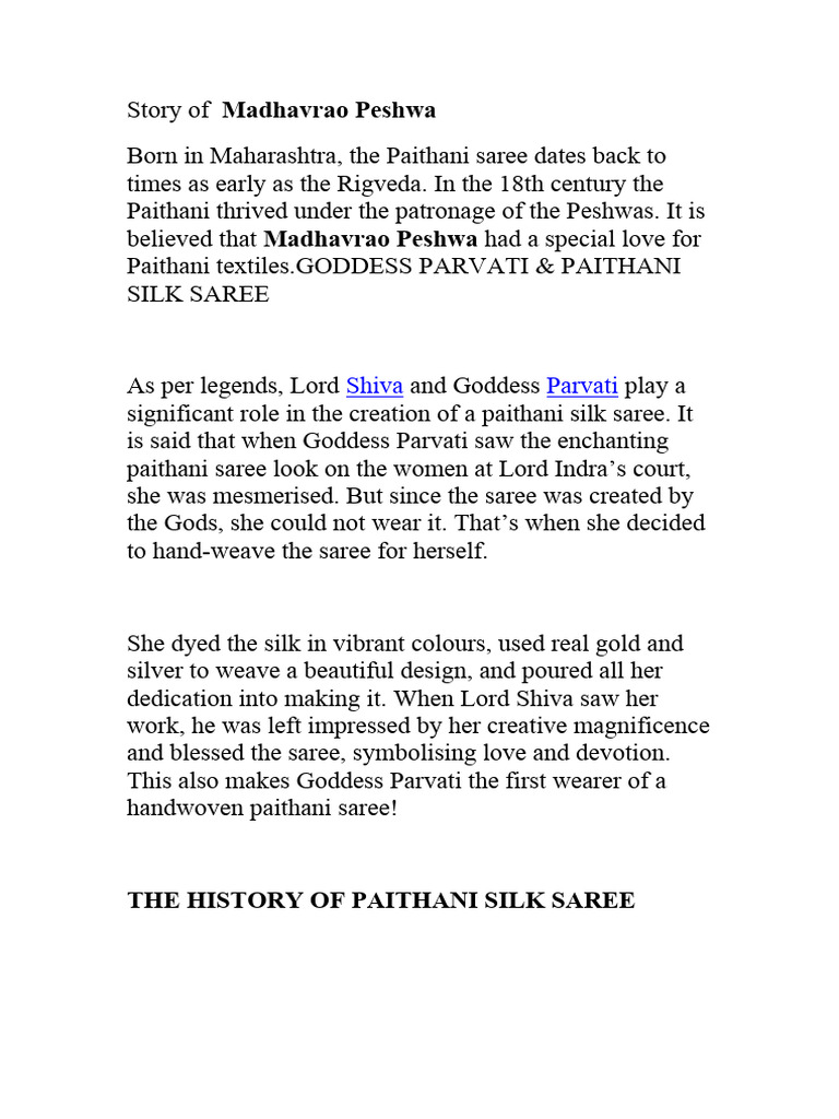 Story of Madhavrao Peshwa | PDF | Textile Arts | Textiles
