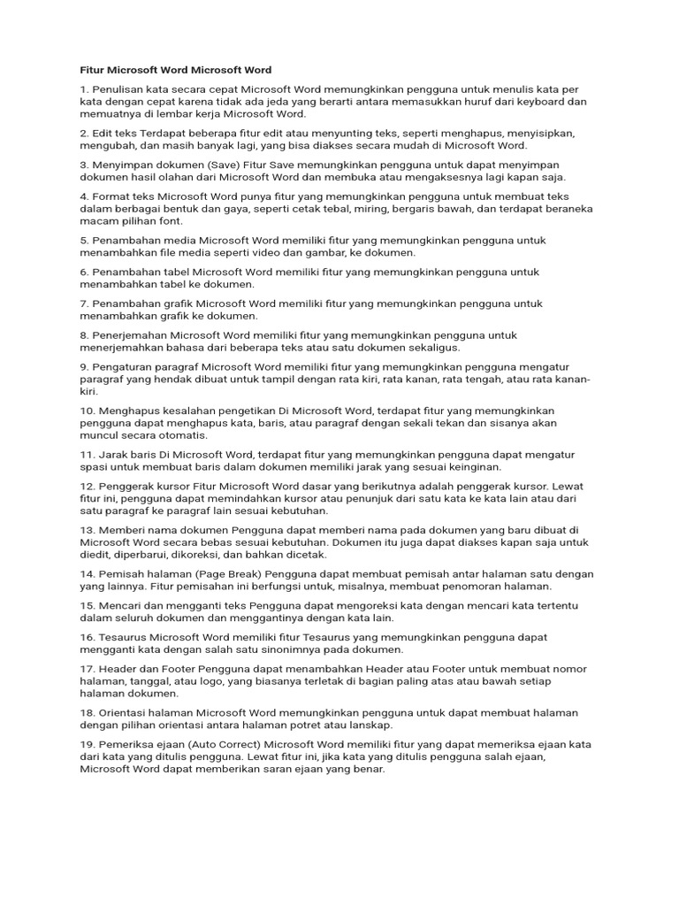 Fitur Fitur Ms Word | PDF