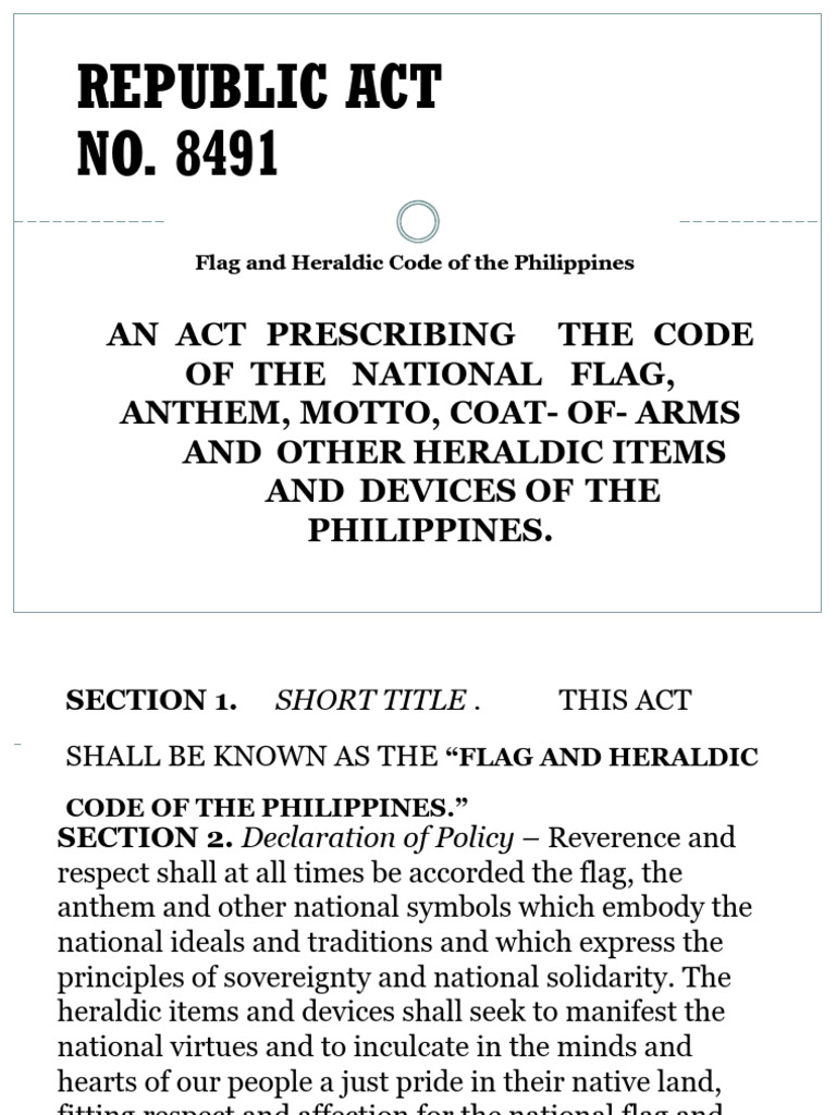Republic Act NO. 8491 | PDF | Flag | Symbols