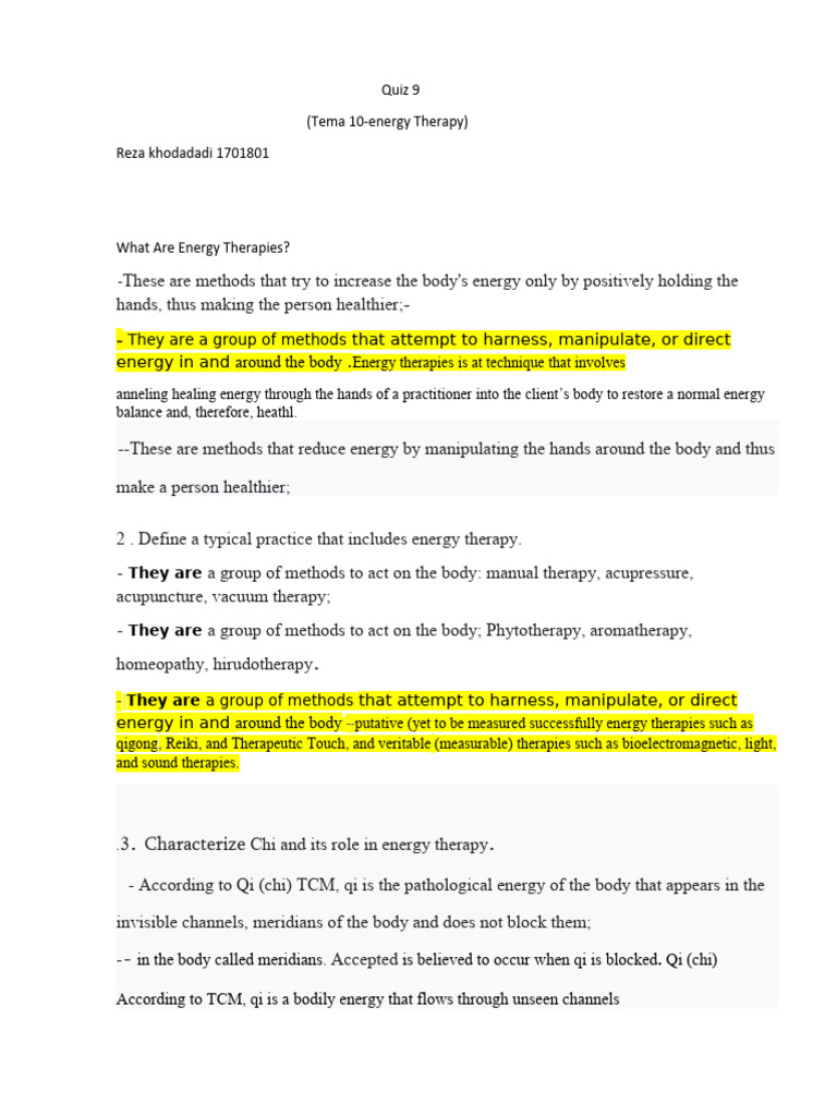 Quiz 10 Tema10 | PDF | Qi | Energy Medicine