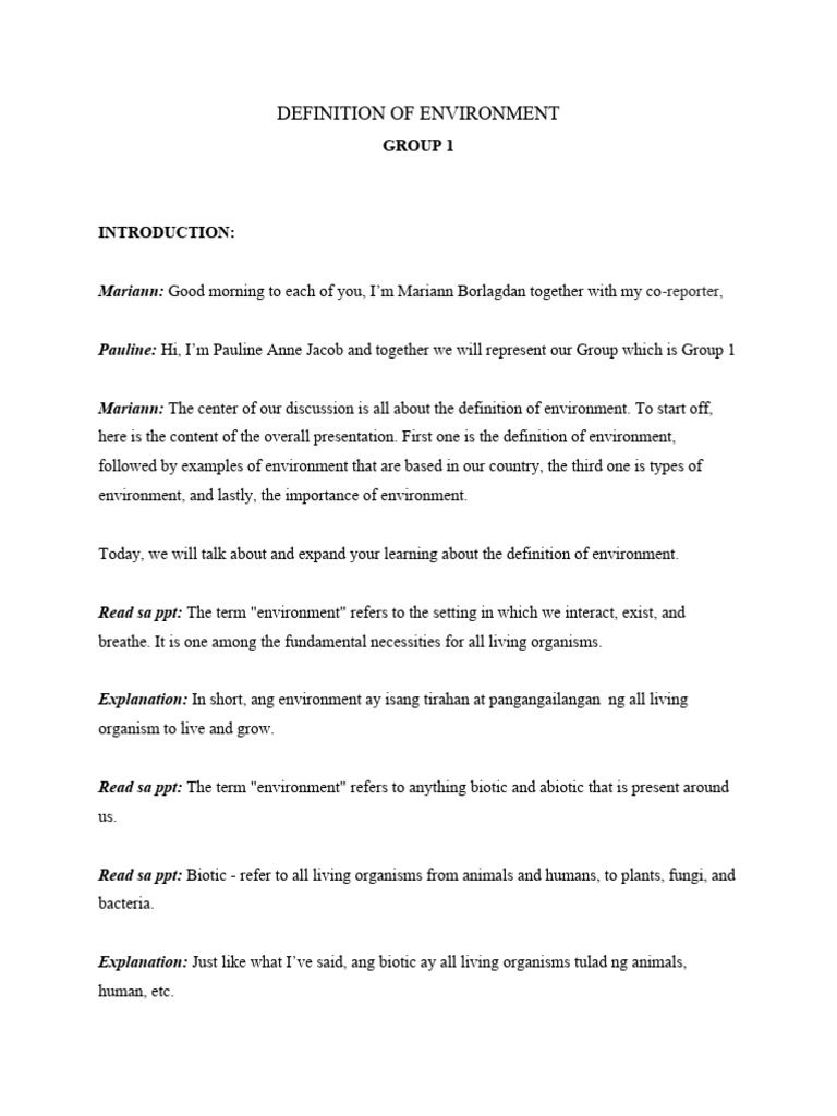 Reporting Script | PDF | Natural Environment | Sustainability