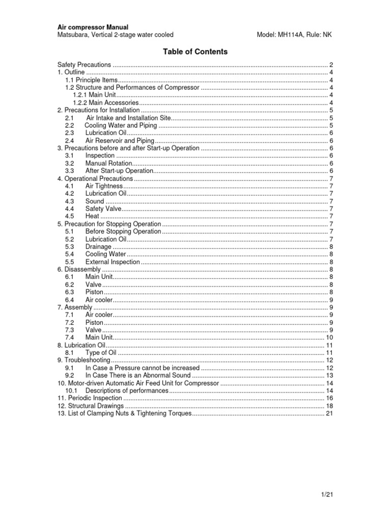 MH114 Air Compressor Manual - Samundra Institute of Air Compressor ...