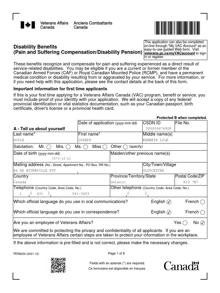 VAC Disability Benefits Application Guide | PDF