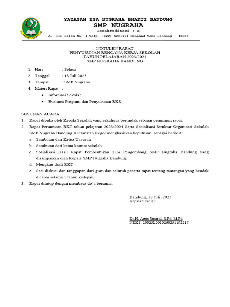 Berita Acara, Notulen Rapat, Daftar Hadir, Undangan Perumusan RKT 2023 | PDF