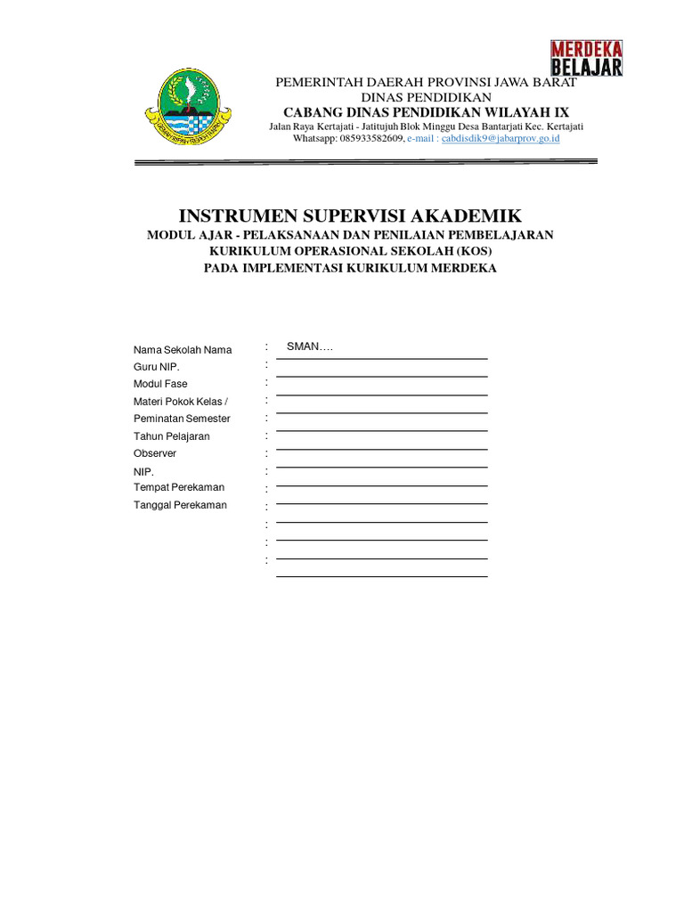 Instrumen Supervisi Akademik-Edit | PDF