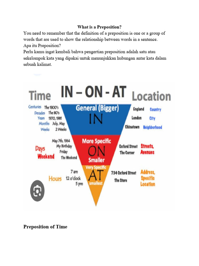 Prepositions: Time and Place Guide | PDF