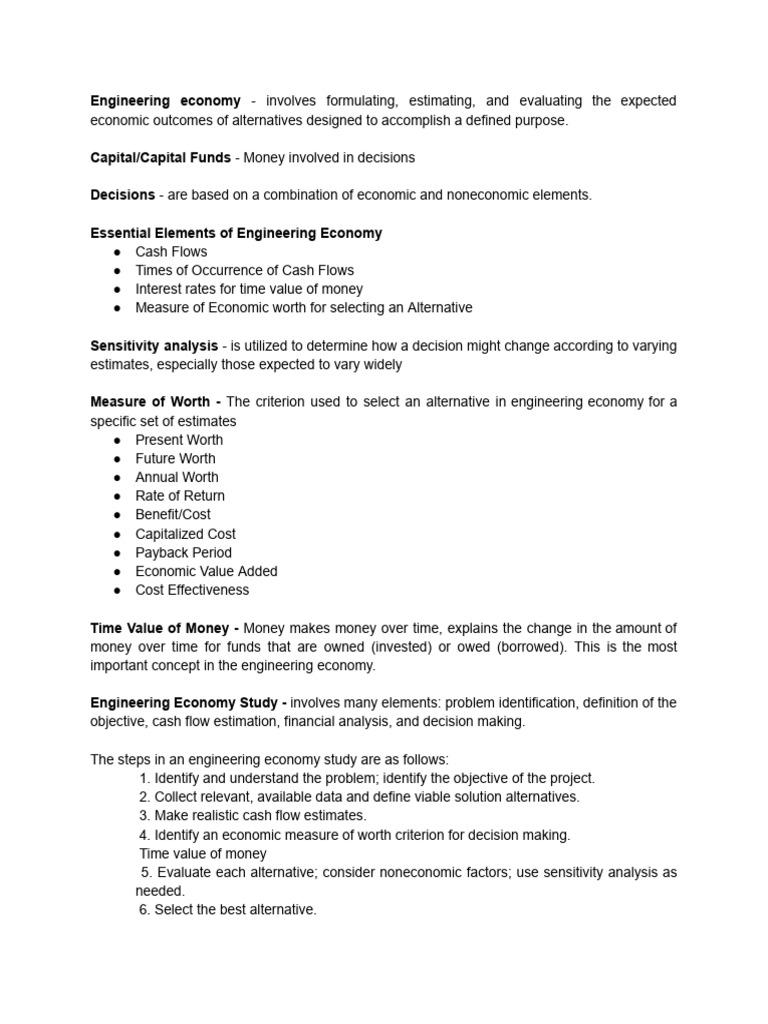 Engineering Economy Essentials | PDF | Interest | Time Value Of Money