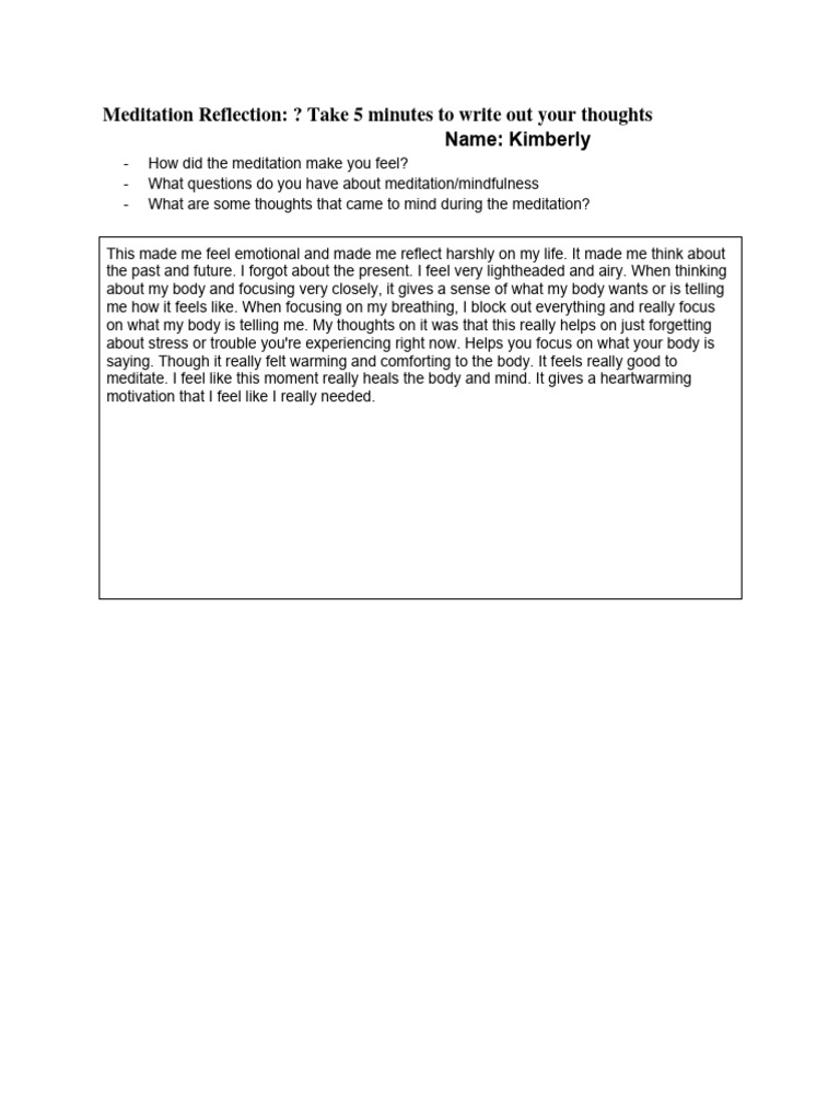 Meditation Reflection | PDF