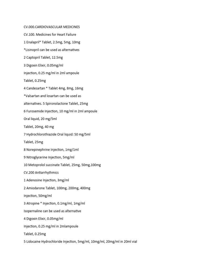 CVS Medicines EML | PDF | Drugs | Products Of Chemical Industry