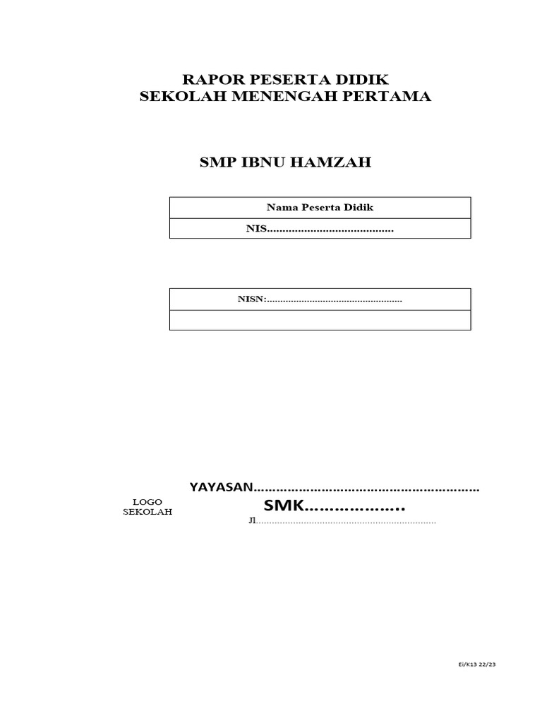 Format Rapot Ikm SMP | PDF | Griya & Taman | Seni