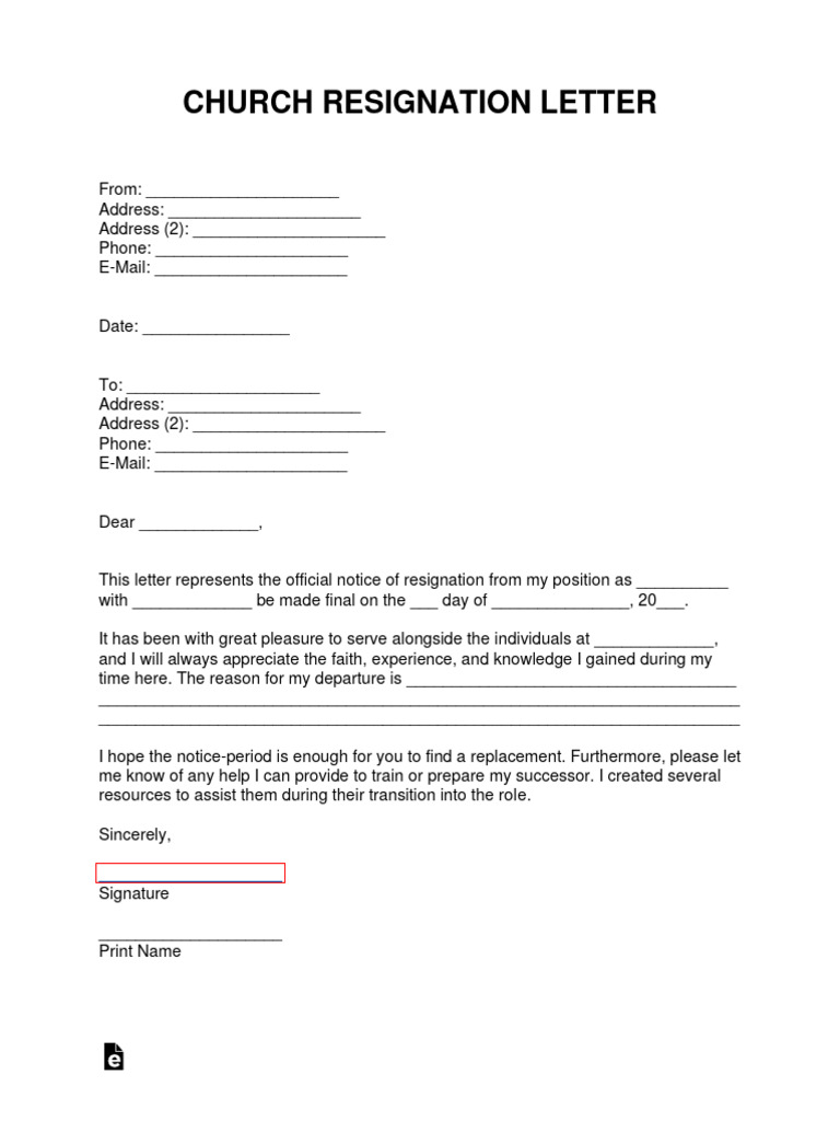 Church Resignation Letter | PDF
