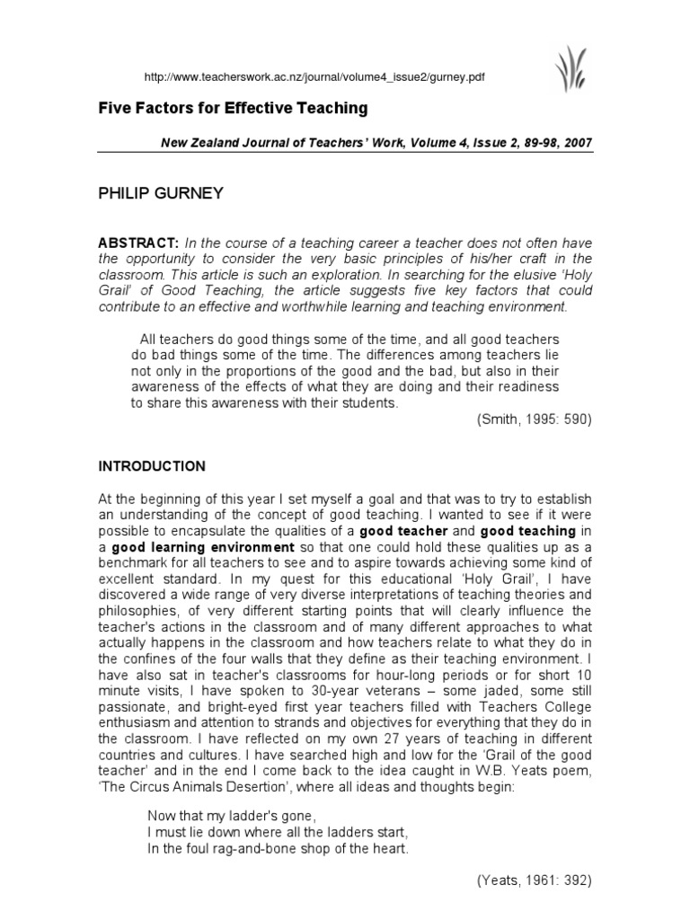 Five Factors For Effective Teaching | PDF | Educational Assessment ...