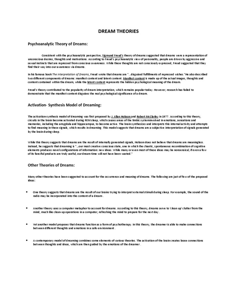 Understanding Dream Theories Explained | PDF | Self-Improvement