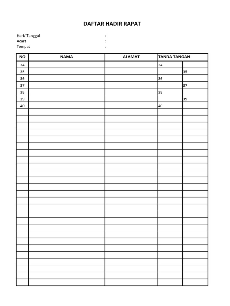 Daftar Hadir & Bahan Rapat | PDF