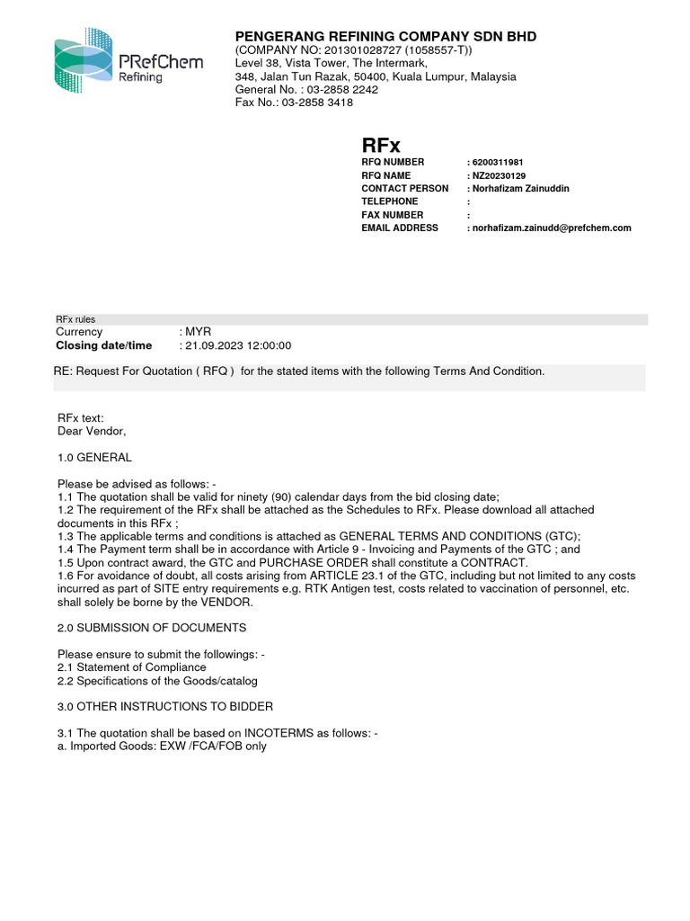 RFX Sus Portal - Bolt | PDF