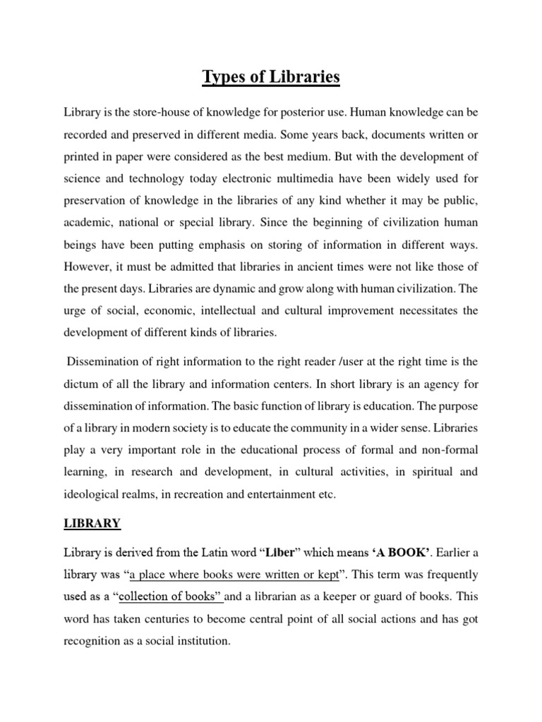 Types of Library | PDF | Libraries | University