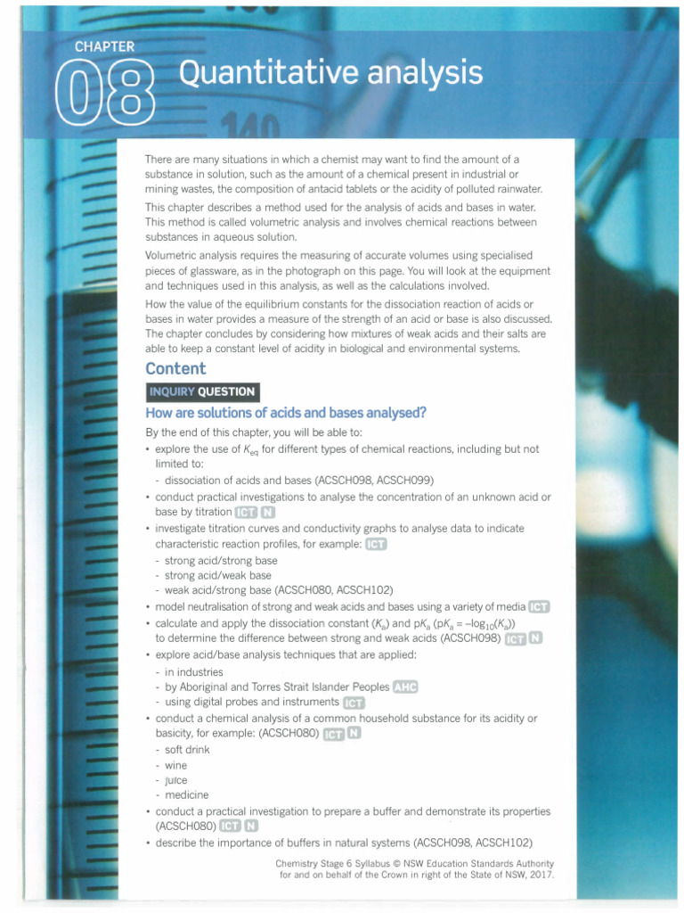 Pearson Chemistry Year 12 Chapter 8 | PDF | Acid | Titration