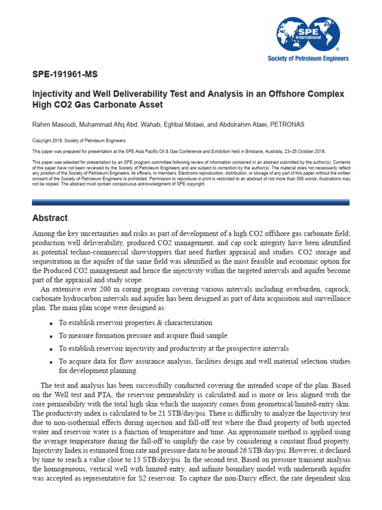 Injectivity and Well Deliv Test and Analysis | PDF | Petroleum ...