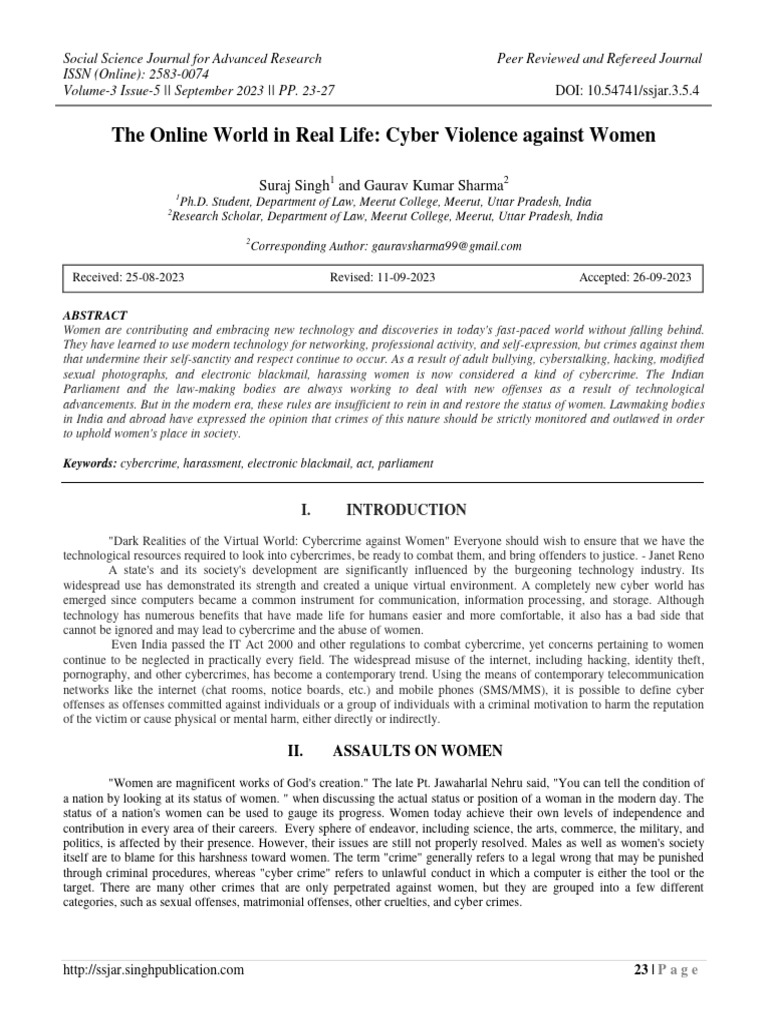 The Online World in Real Life: Cyber Violence Against Women | PDF ...