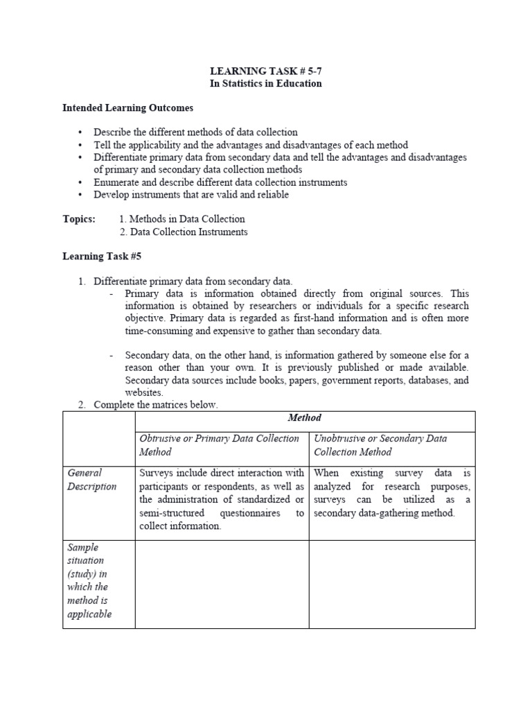 Learning Task # 5-7 | PDF | Survey Methodology | Methodology