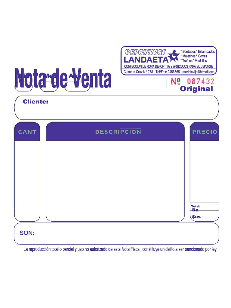 Nota de Venta | PDF