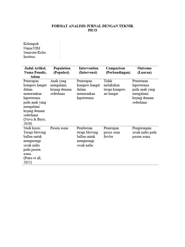 Contoh Format Pico | PDF