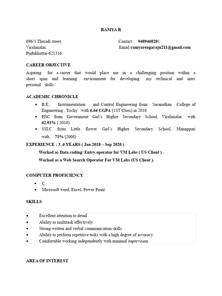 Ramya Resume | PDF | Computing | Computer Science