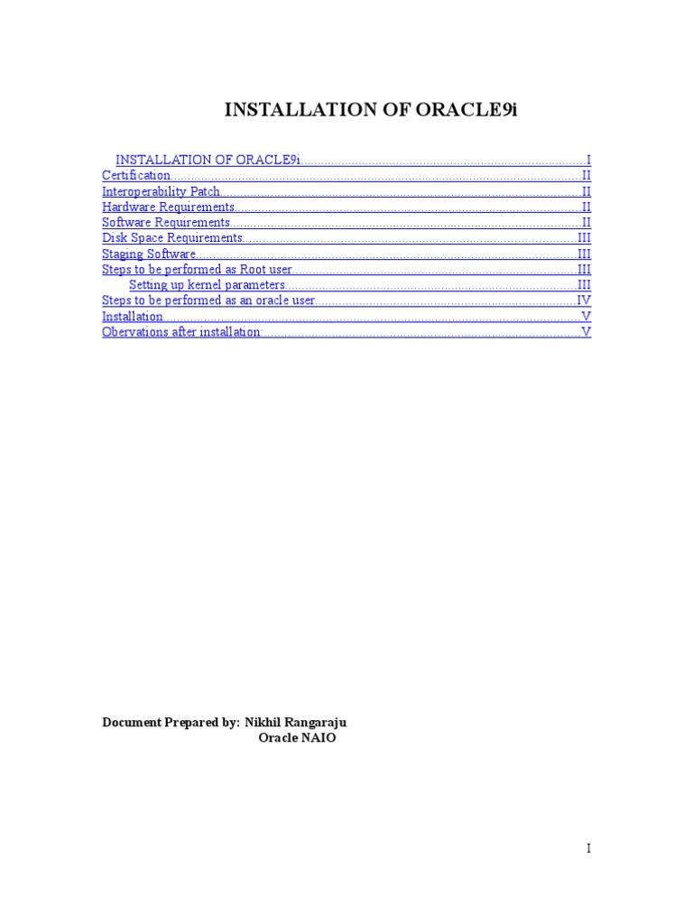 INSTALLATION OF ORACLE9i | PDF