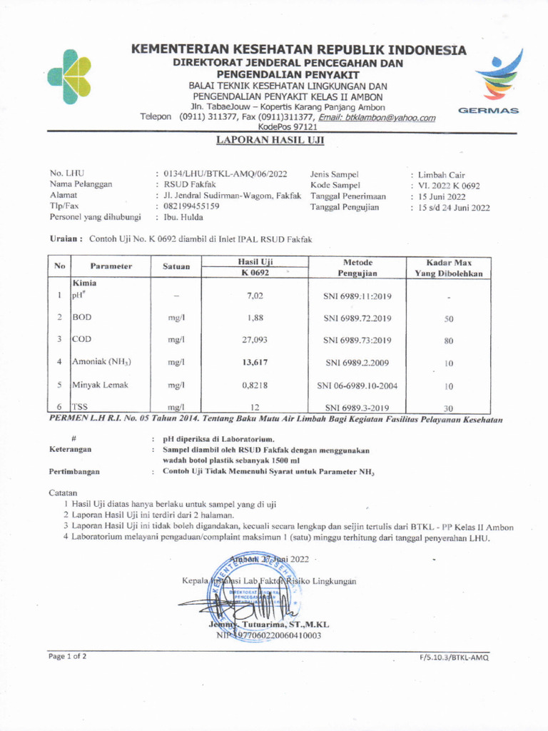 Laporan Hasil Uji | PDF
