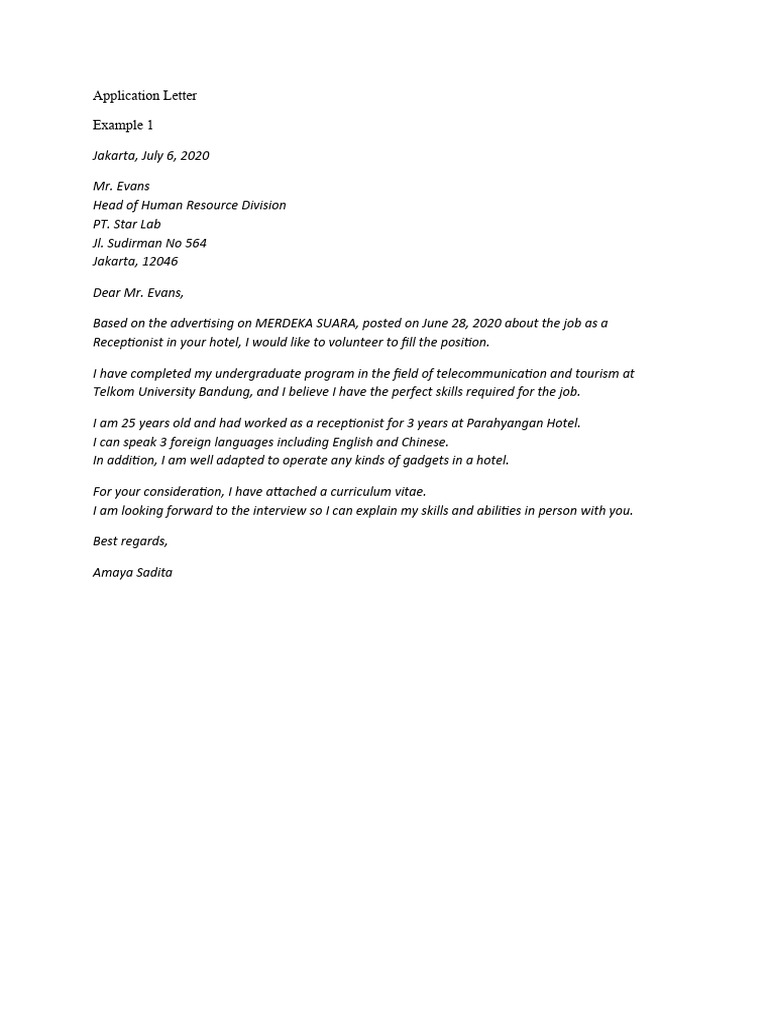 Contoh Application Letter | PDF