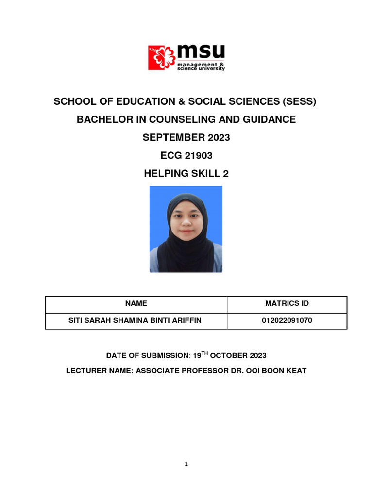 Helping Skill 2 - Individual | PDF | Psychotherapy | Self Efficacy