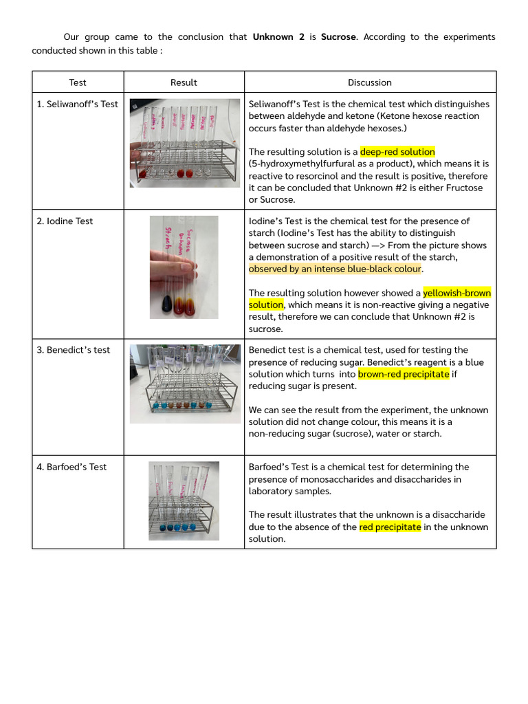 Biochemistry Laboratory - Carbohydrate Lab Report | PDF | Carbohydrate ...