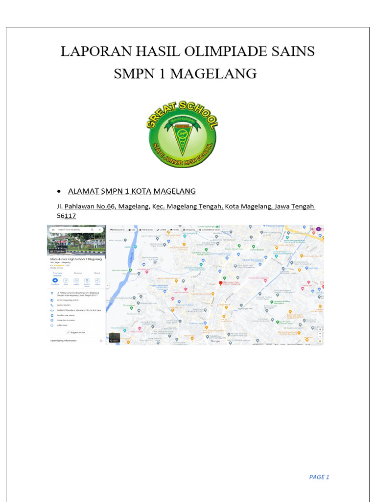 Alamat SMPN 1 Kota Magelang | PDF