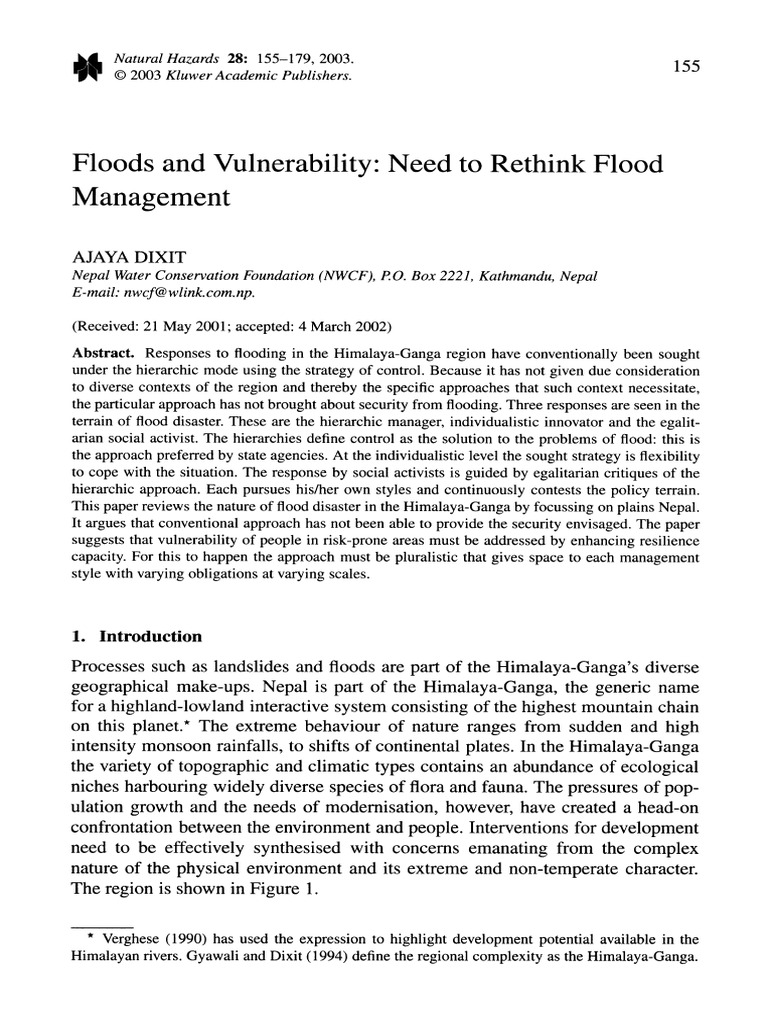 Floods And Vulnerability Pdf River Flood