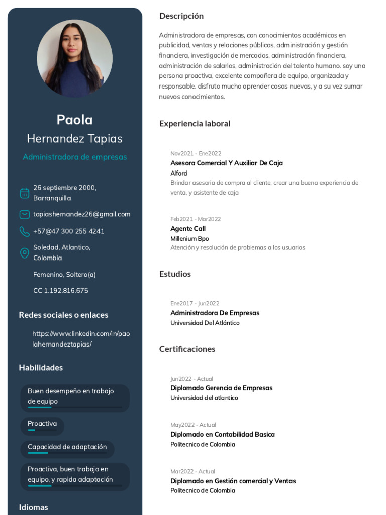 Curriculum Paola | PDF | Negocios económicos | Economias